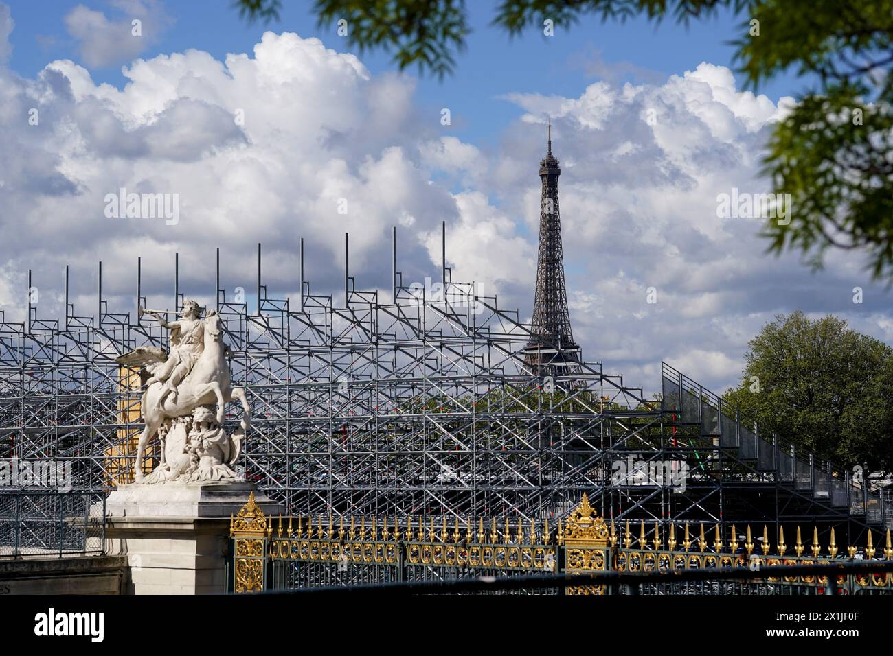 Stands are constructed at Place de la Concorde, Paris. The 2024 Olympic ...