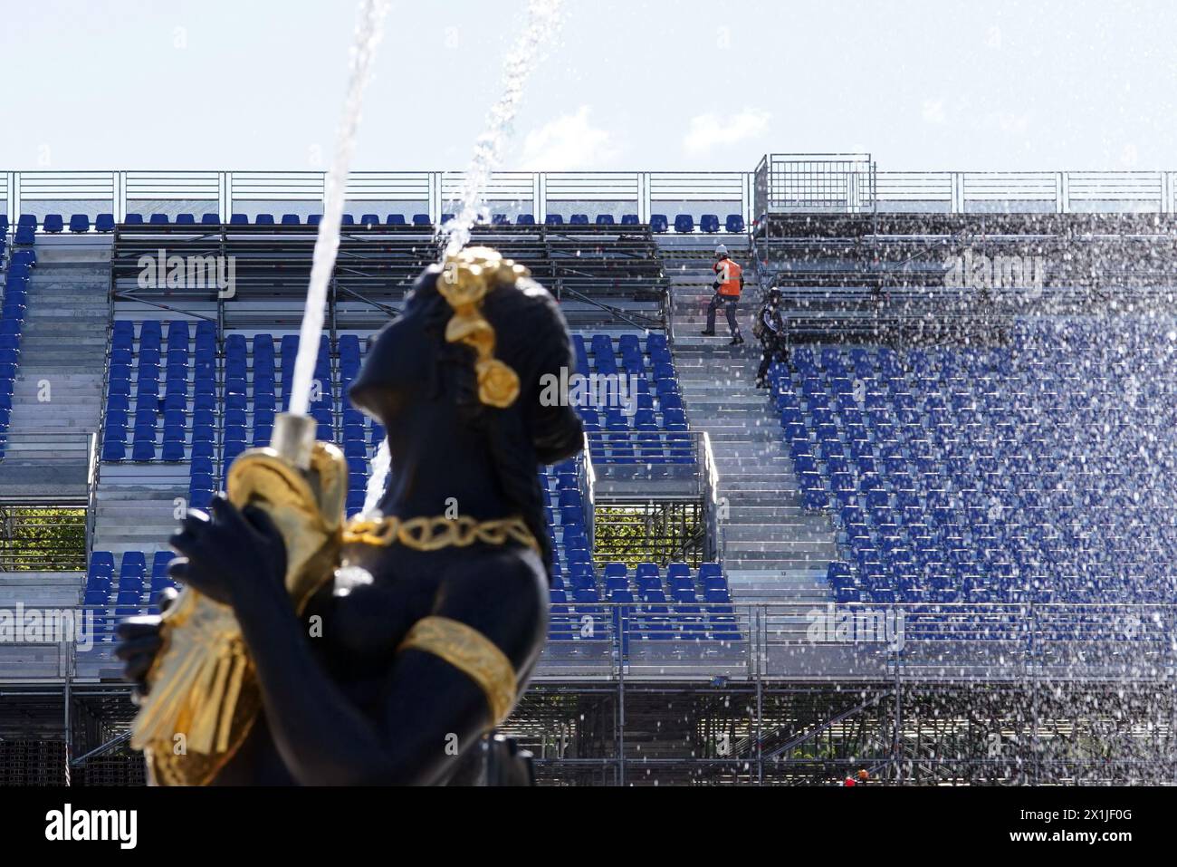 Stands are constructed at Place de la Concorde, Paris. The 2024 Olympic ...