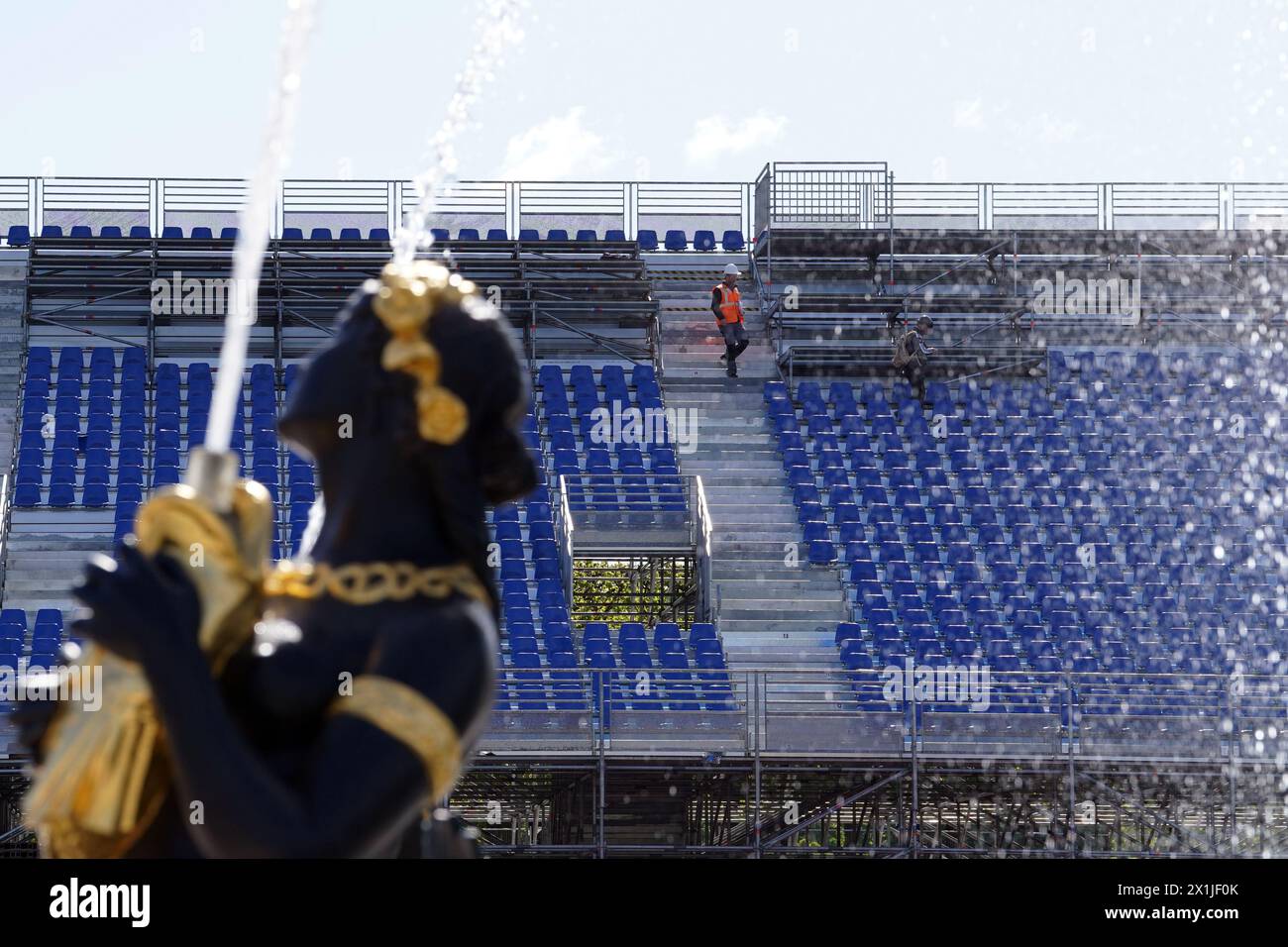 Stands are constructed at Place de la Concorde, Paris. The 2024 Olympic ...