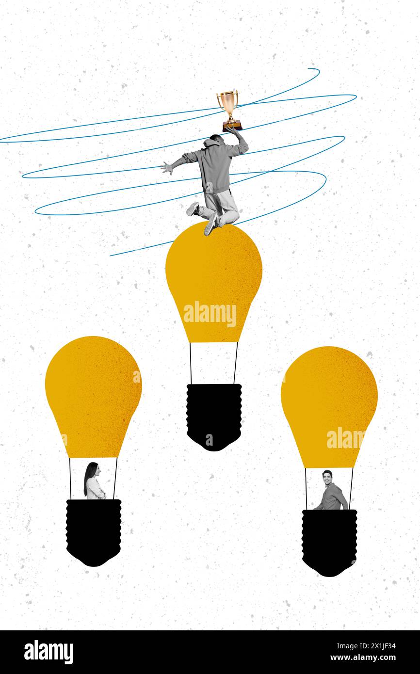 Composite trend artwork sketch image photo collage of three idea lamb ...