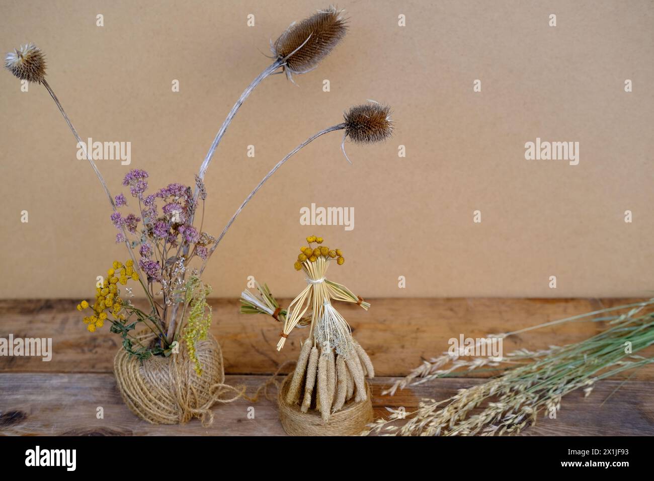 ritual doll made of straw, grass in honor rich harvest, scarecrow for ...