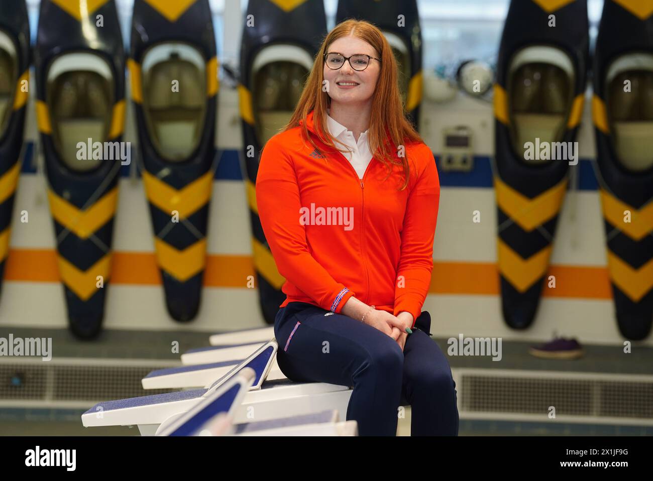 Freya Anderson during a Team GB Paris 2024 swimming team media day at ...