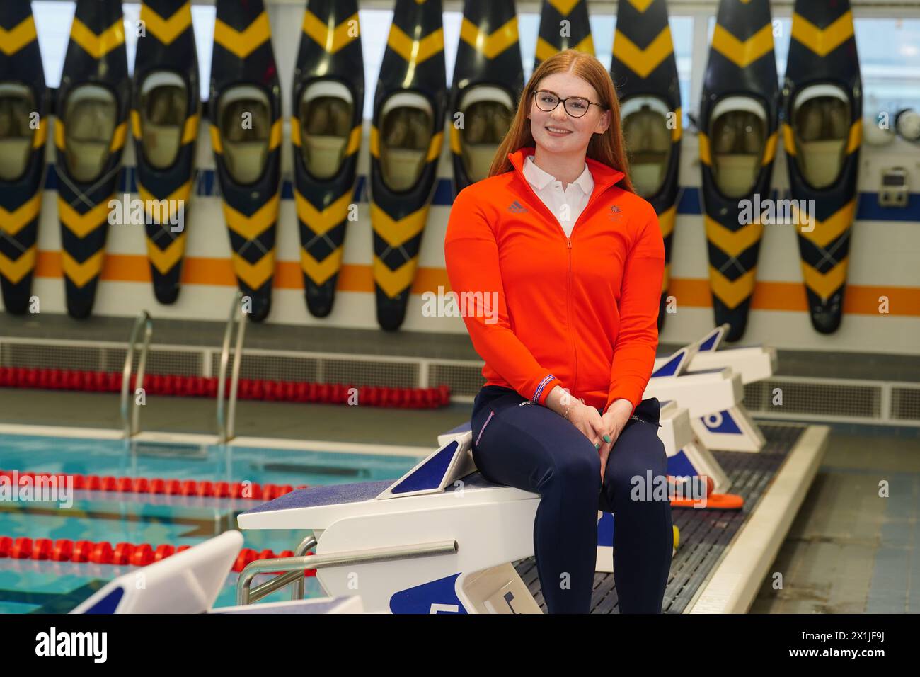 Freya Anderson during a Team GB Paris 2024 swimming team media day at ...