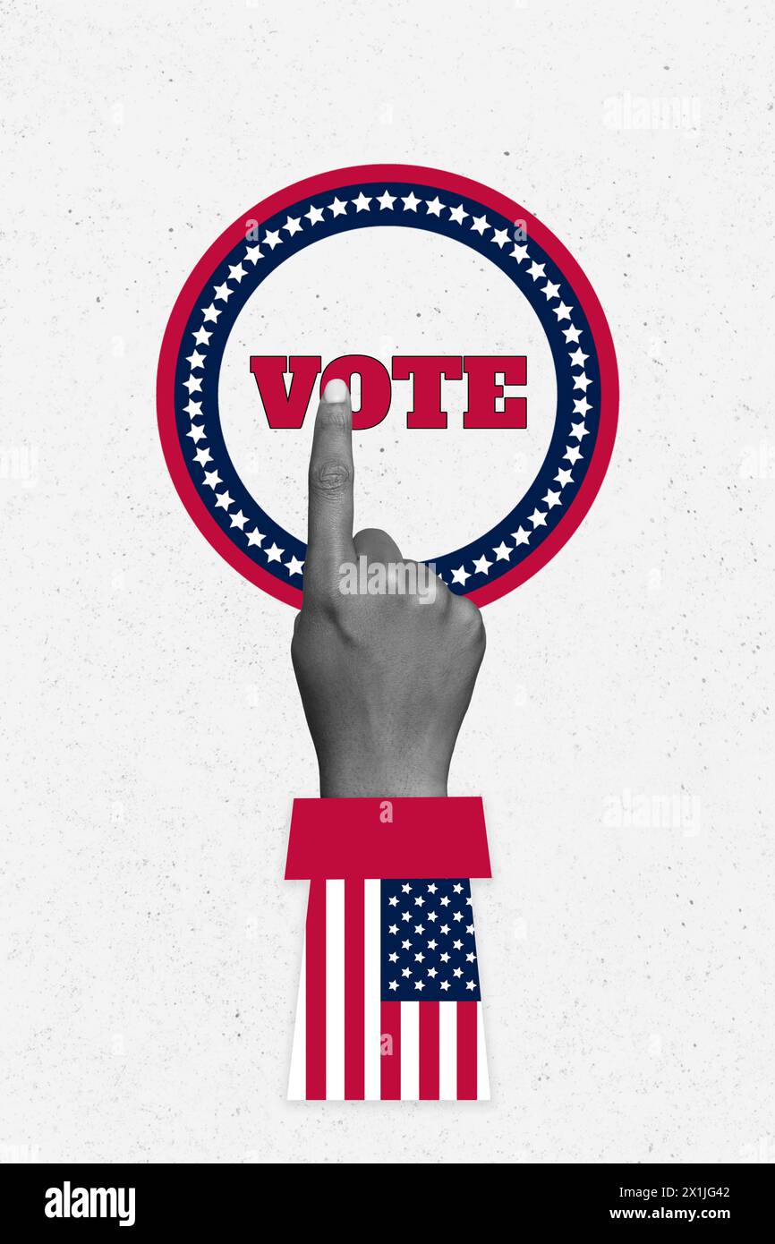 Creative abstract template collage of finger point sign flag president ...