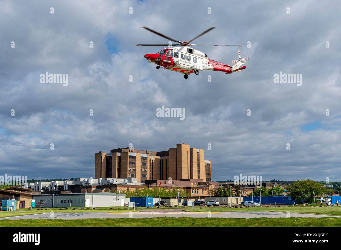 Inverness Coastguard Helicopter at Raigmore Hospital, Inverness Stock ...