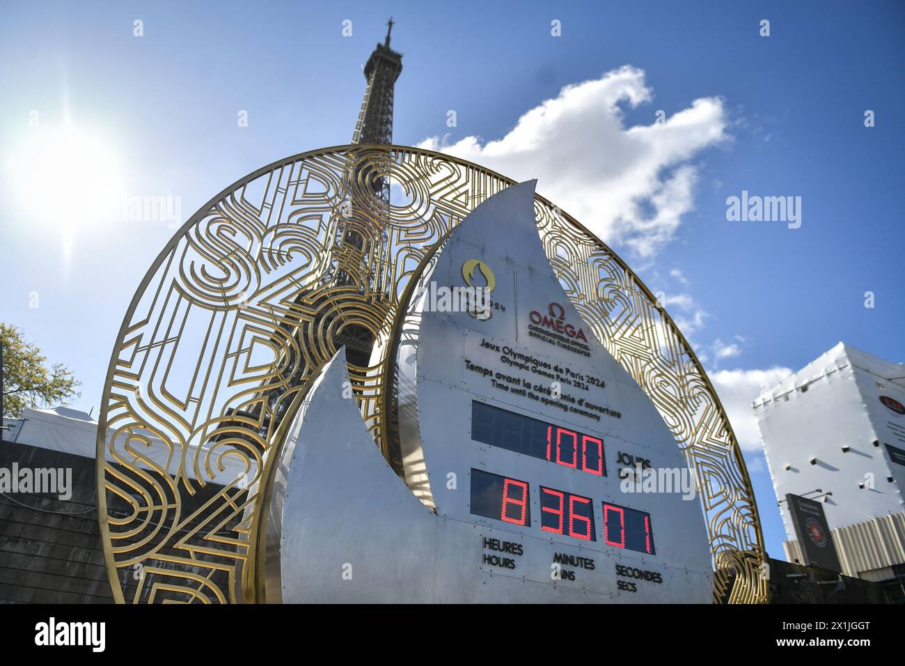 This photograph shows the Olympic Games Paris 2024 countdown clock as ...