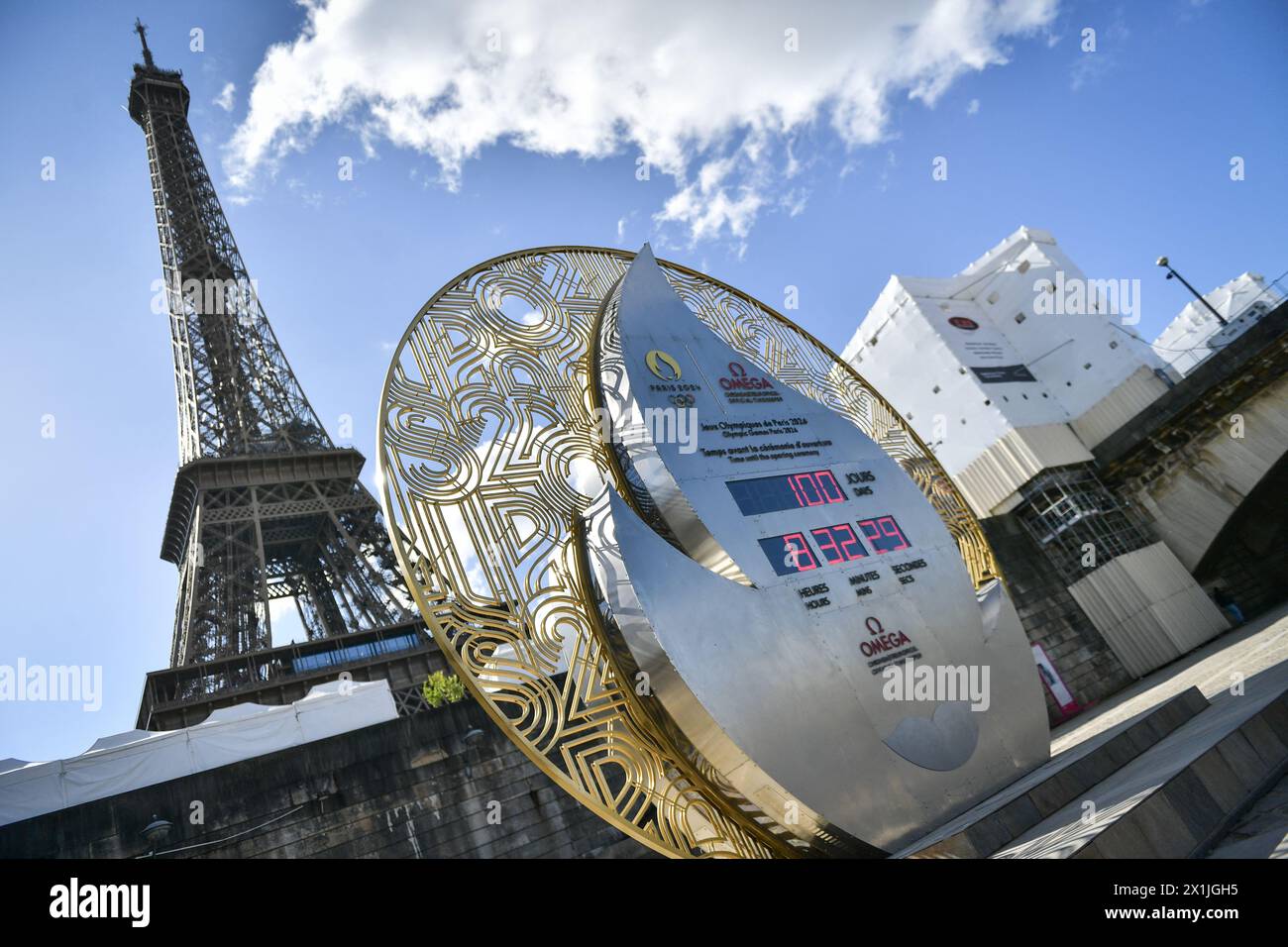 This photograph shows the Olympic Games Paris 2024 countdown clock as ...