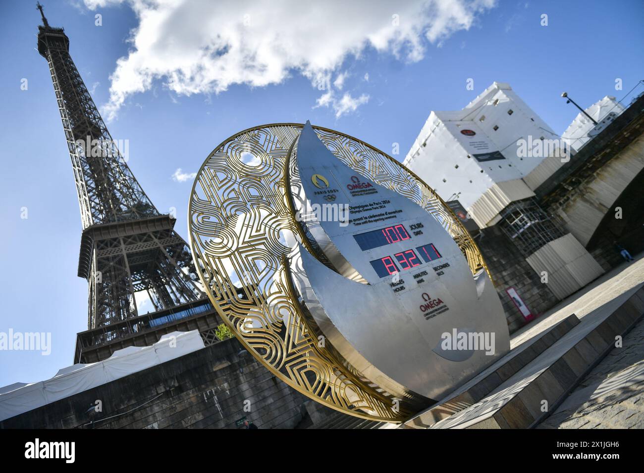 This photograph shows the Olympic Games Paris 2024 countdown clock as ...