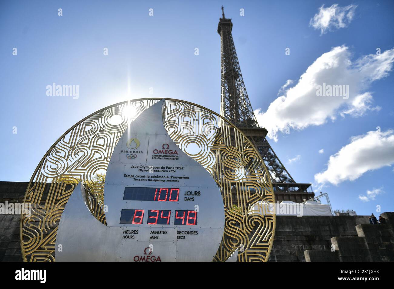 This photograph shows the Olympic Games Paris 2024 countdown clock as ...