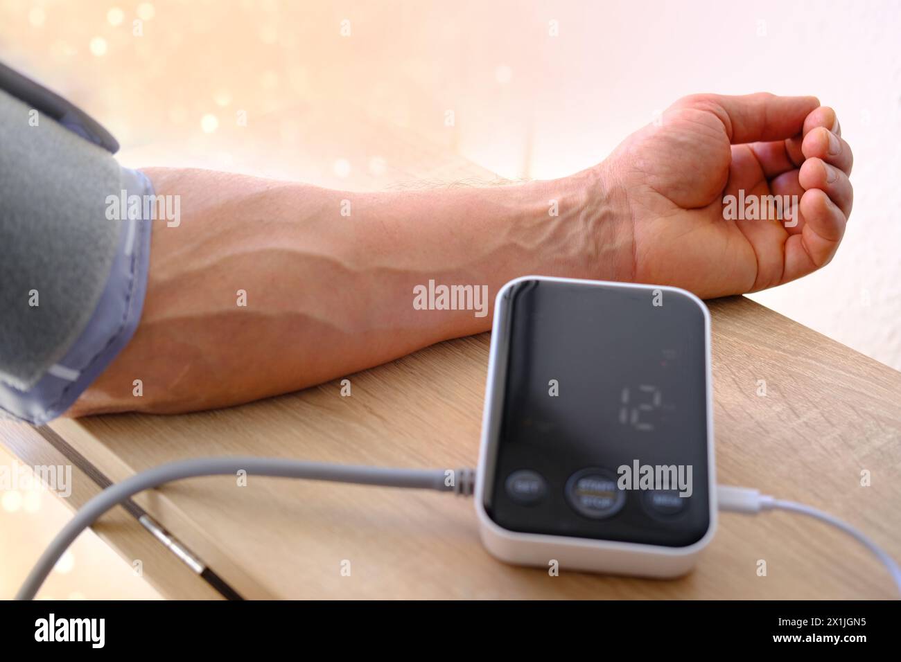 measuring blood pressure, Senior man working with blood pressure ...