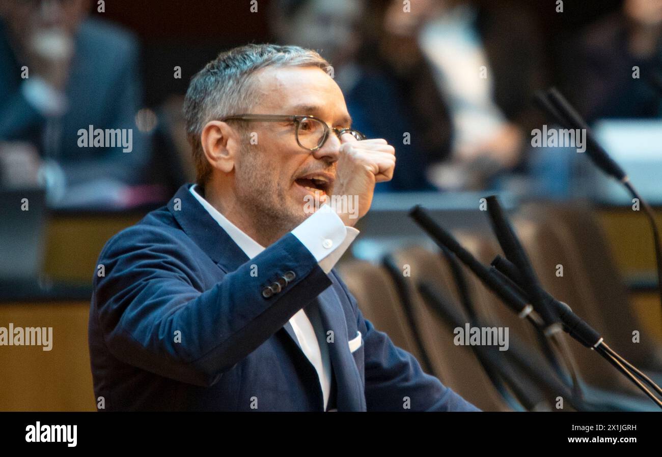 Vienna, Austria. 17th Apr, 2024. AUSTRIA; VIENNA; 20240417; Chairman of the Freedom Party of ...