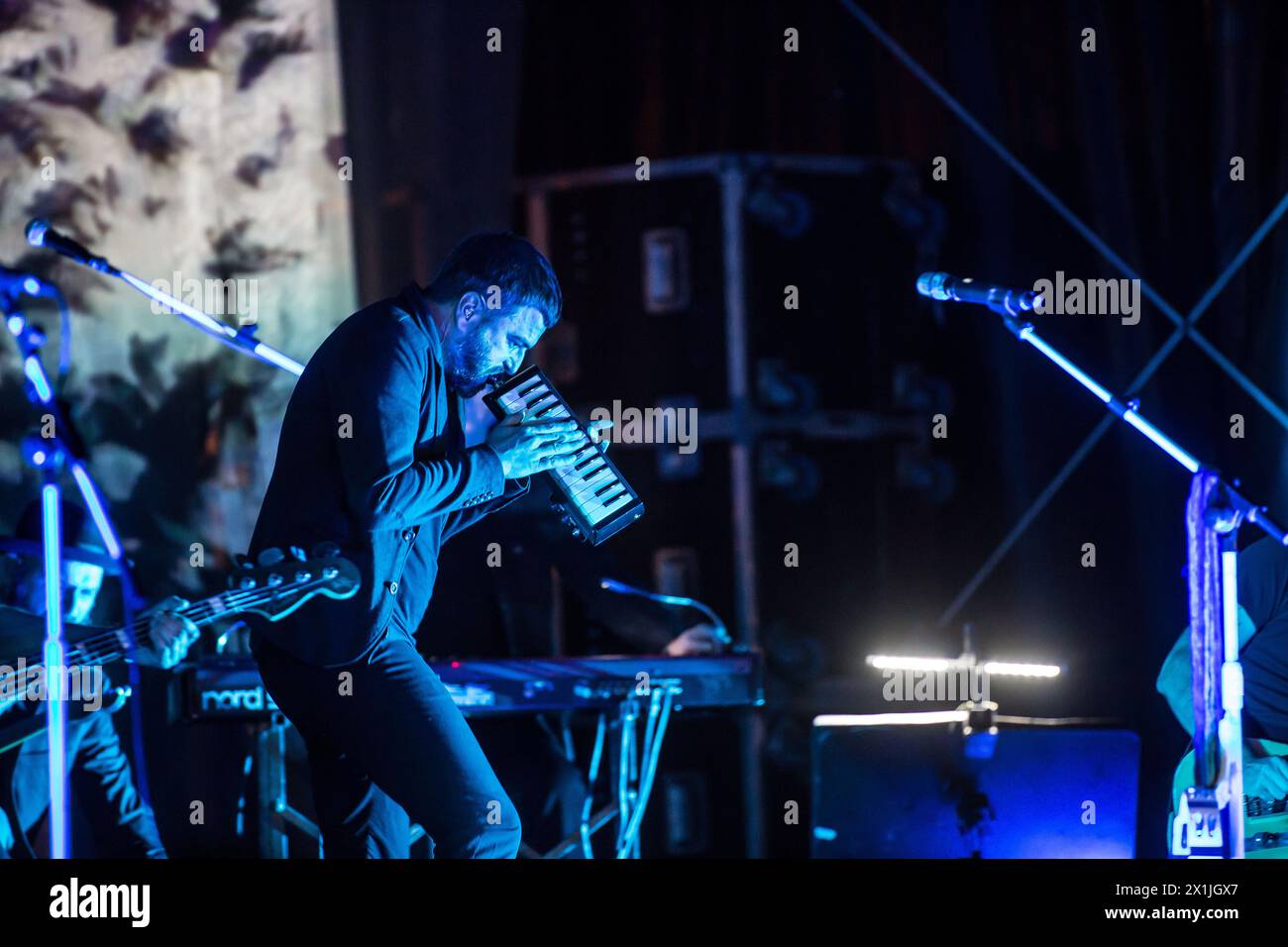 The Basque music group Ken Zazpi in a concert with their singer Eñaut ...