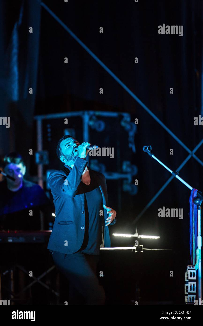 The Basque music group Ken Zazpi in a concert with their singer Eñaut ...
