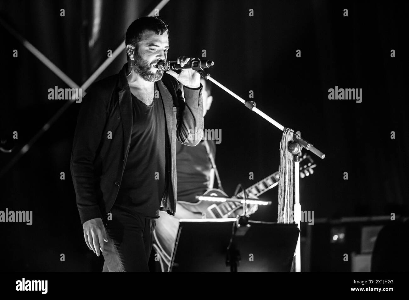 The Basque music group Ken Zazpi in a concert with their singer Eñaut ...