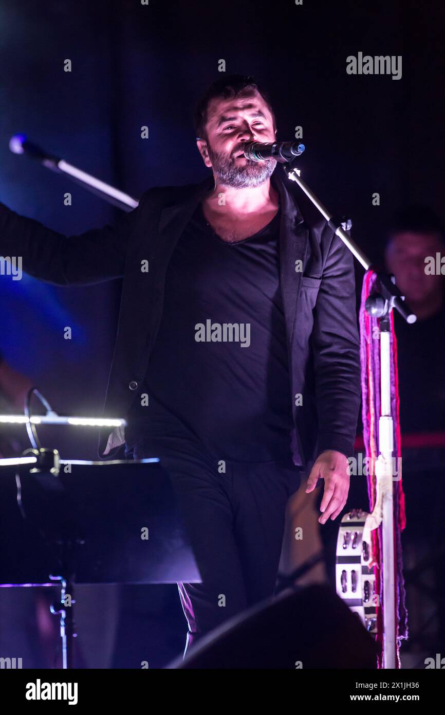 The Basque music group Ken Zazpi in a concert with their singer Eñaut ...