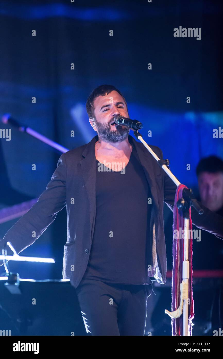 The Basque music group Ken Zazpi in a concert with their singer Eñaut ...