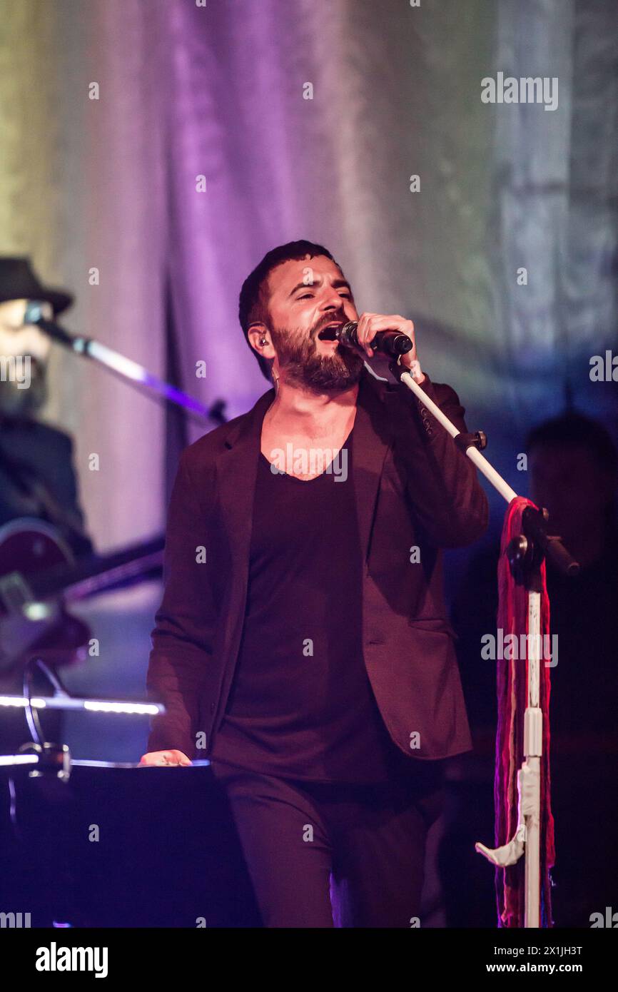 The Basque music group Ken Zazpi in a concert with their singer Eñaut ...