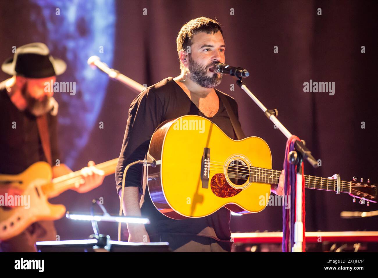 The Basque music group Ken Zazpi in a concert with their singer Eñaut ...