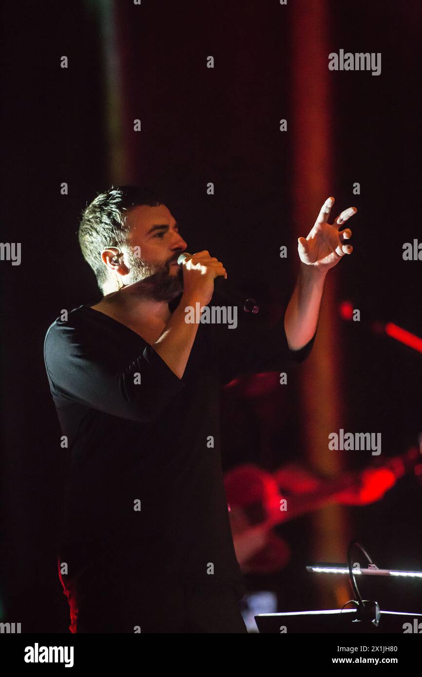 The Basque music group Ken Zazpi in a concert with their singer Eñaut ...
