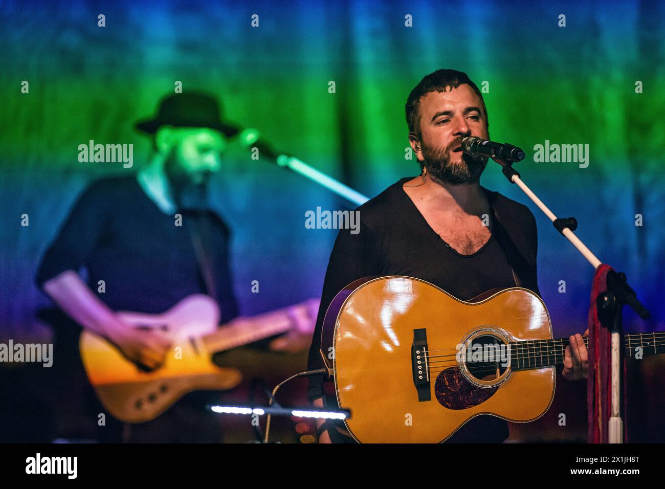 The Basque music group Ken Zazpi in a concert with their singer Eñaut ...