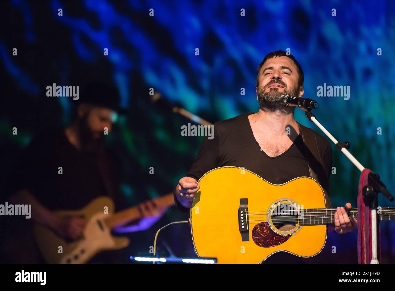 The Basque music group Ken Zazpi in a concert with their singer Eñaut ...
