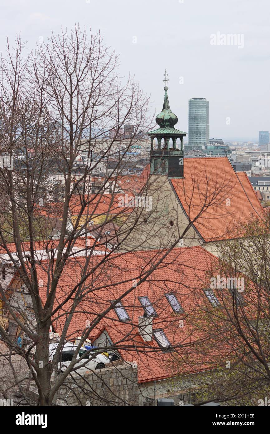 View of the Old Town from the Castle Hill, Bratislava, Slovakia. Street ...