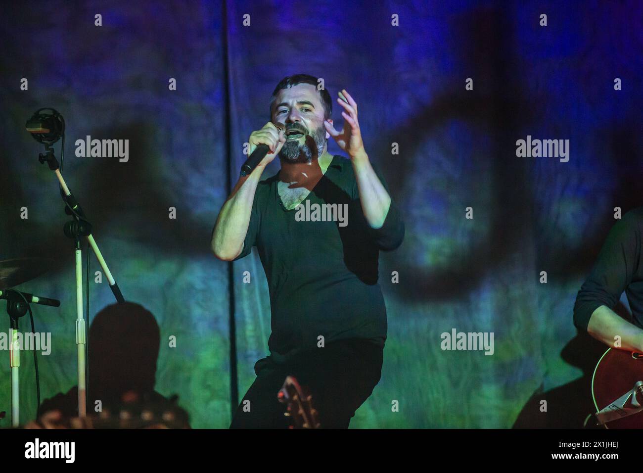 The Basque music group Ken Zazpi in a concert with their singer Eñaut ...