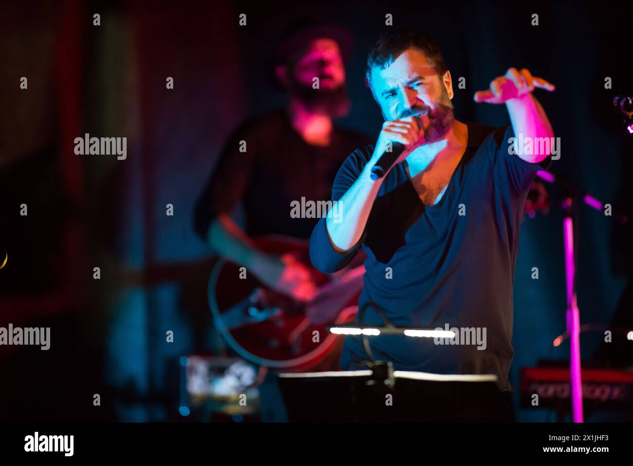 The Basque music group Ken Zazpi in a concert with their singer Eñaut ...