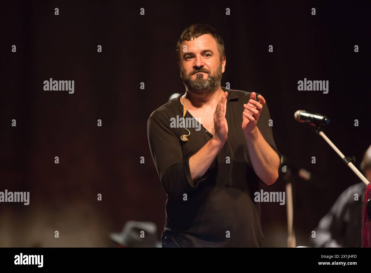 The Basque music group Ken Zazpi in a concert with their singer Eñaut ...