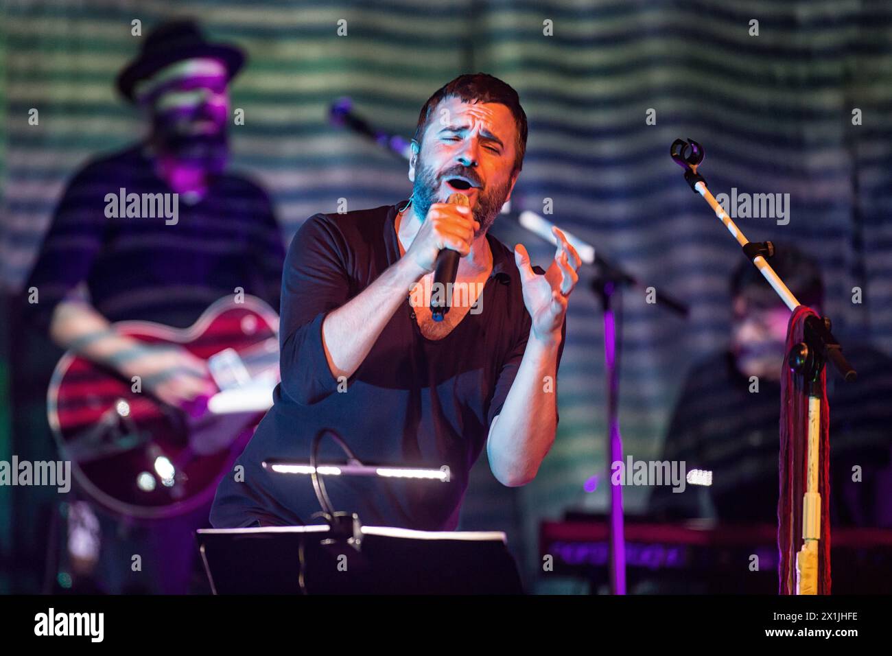 The Basque music group Ken Zazpi in a concert with their singer Eñaut ...