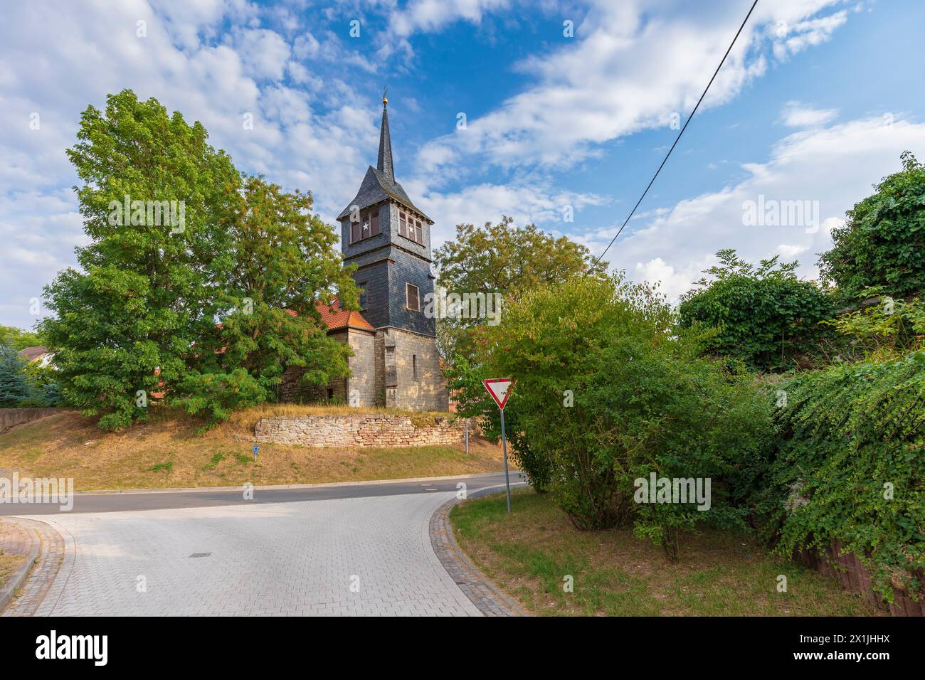 Wollersleben, Thuringen, Germany, old village street view. Narrow alley ...