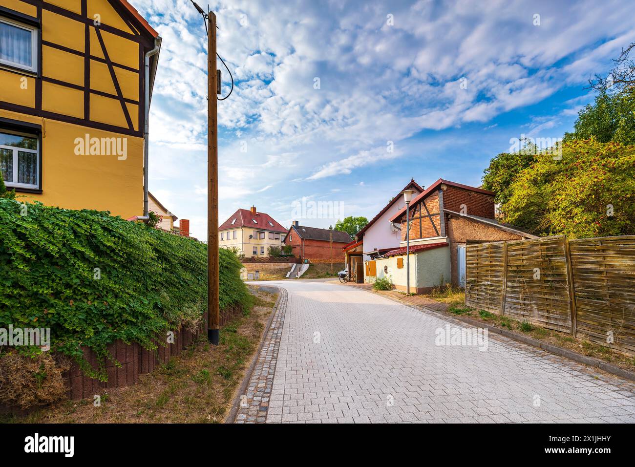 Wollersleben, Thuringen, Germany, old village street view. Narrow alley ...
