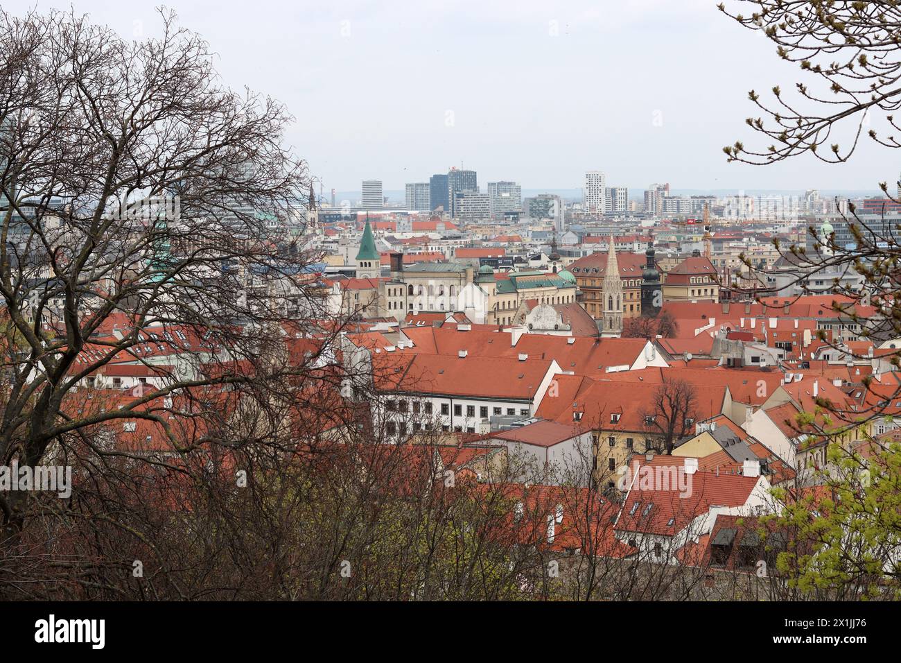 View of the Old Town from the Castle Hill, Bratislava, Slovakia. Street ...