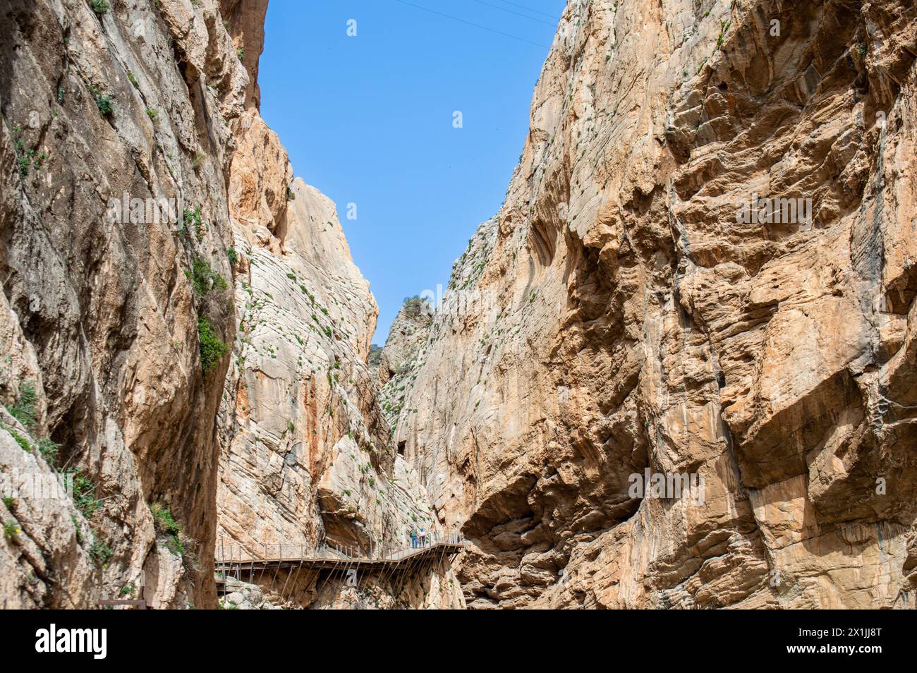 Caminito del Ray, The King's Path. Walkway pinned along the steep walls ...