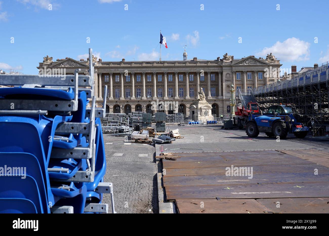 Construction works at Place de la Concorde, Paris. The 2024 Olympic ...