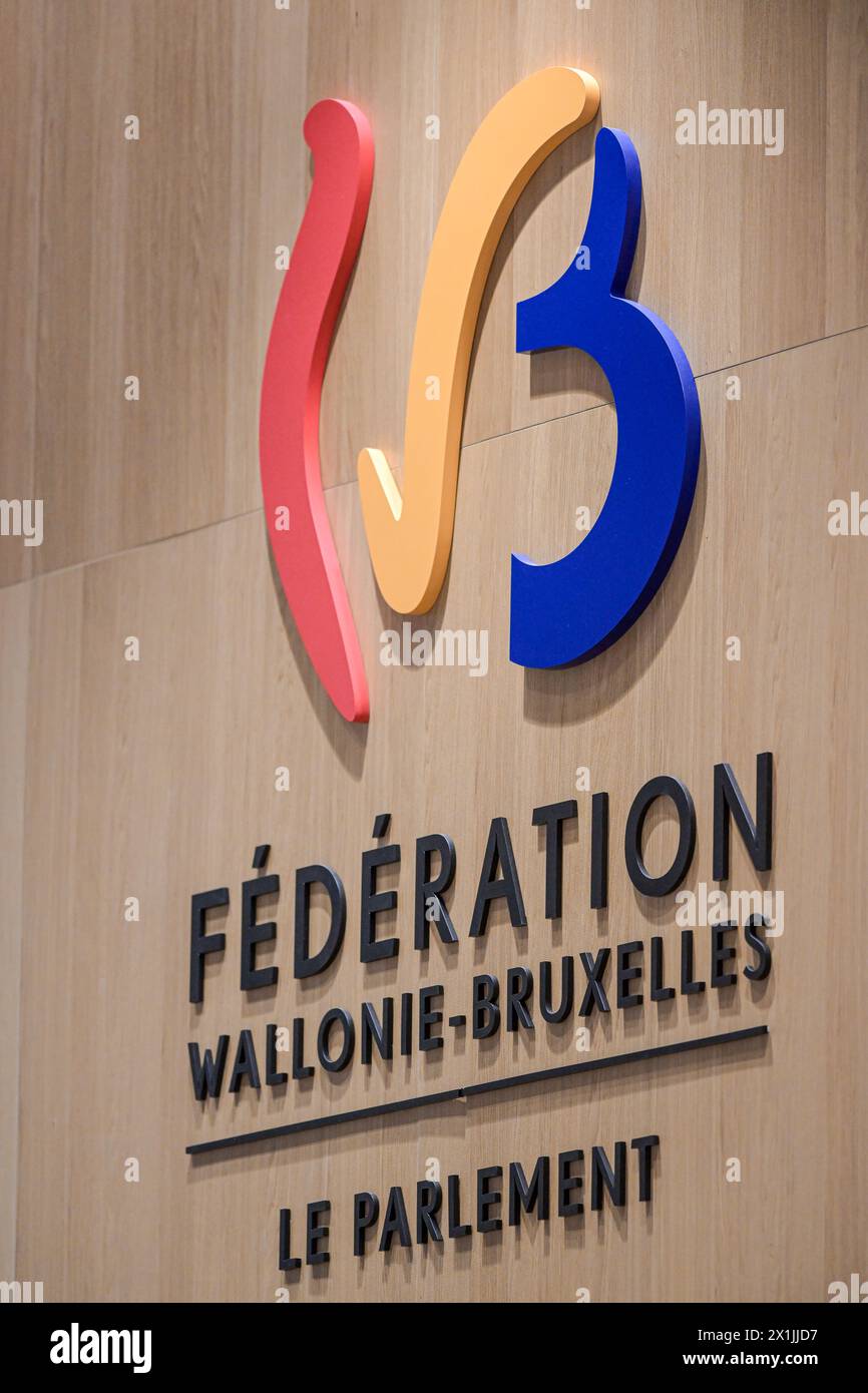 Brussels, Belgium. 17th Apr, 2024. the logo of the Federation Wallonia ...