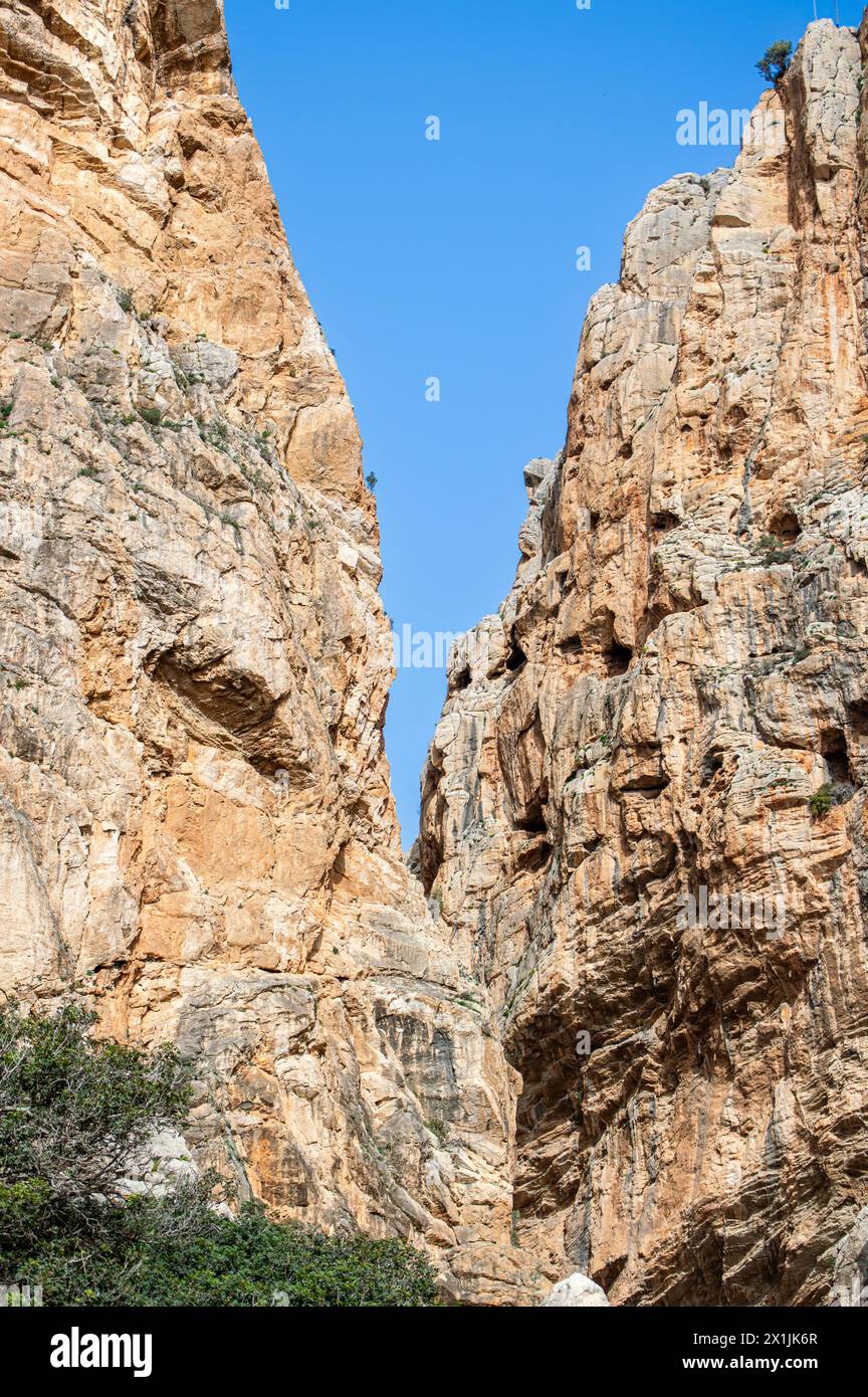 Caminito del Ray, The King's Path. Walkway pinned along the steep walls ...