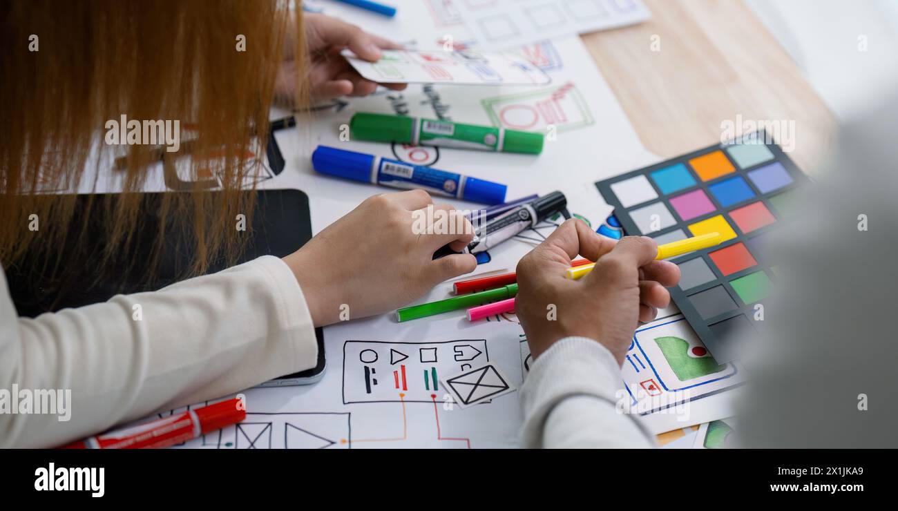 team of UI UX web designer are working together to develop mobile ...