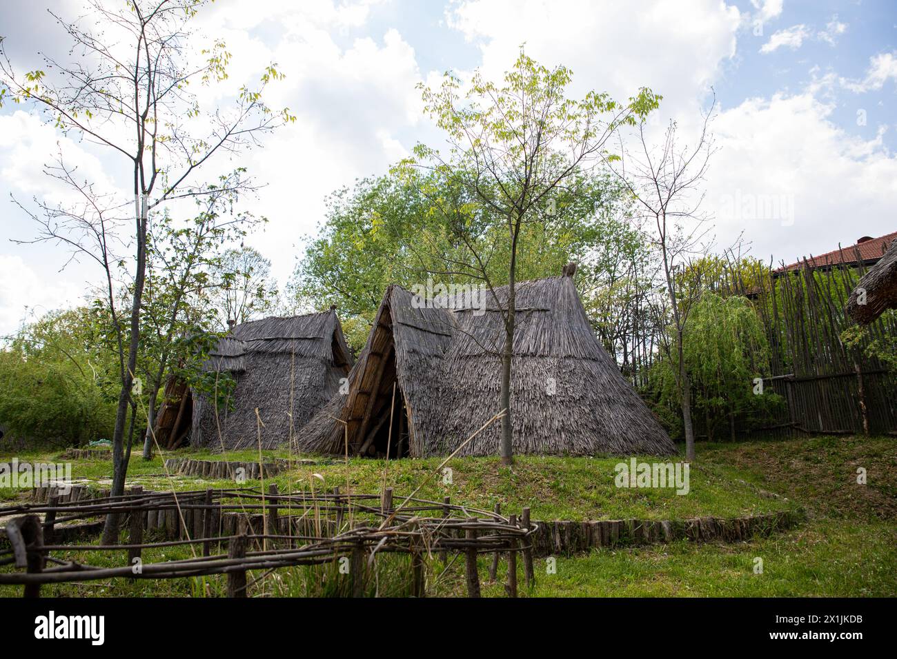Ancient fisherman's hut exterior of Serbian settlement at the banks of ...