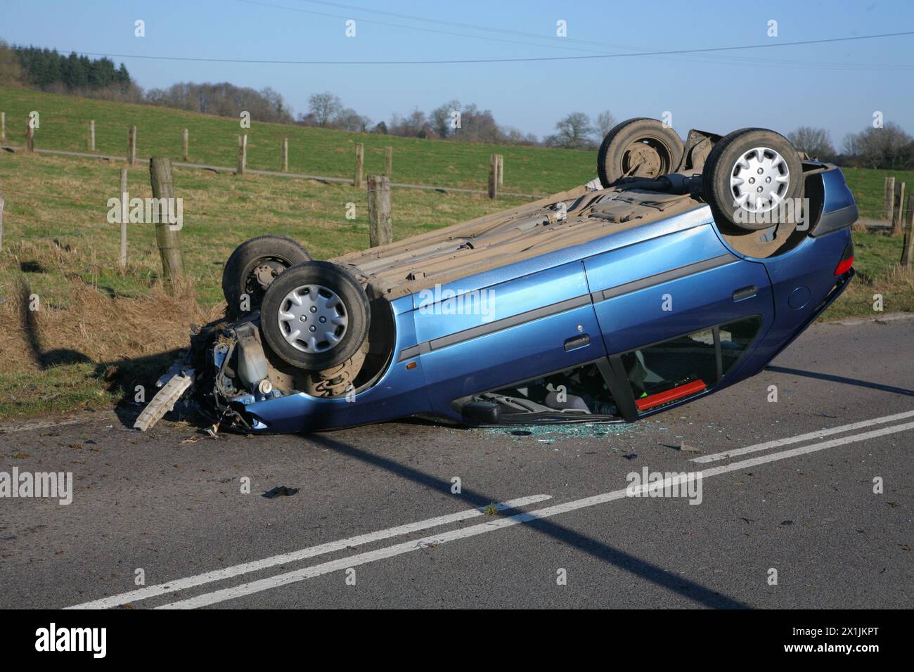 Car after road accident Stock Photo - Alamy