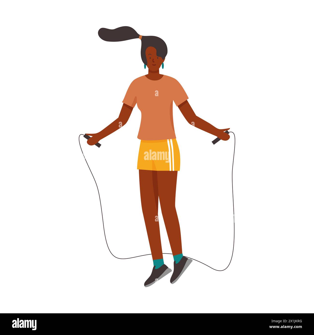 Girl jumping rope cardio. Girl with sport equipment, fitness gym ...