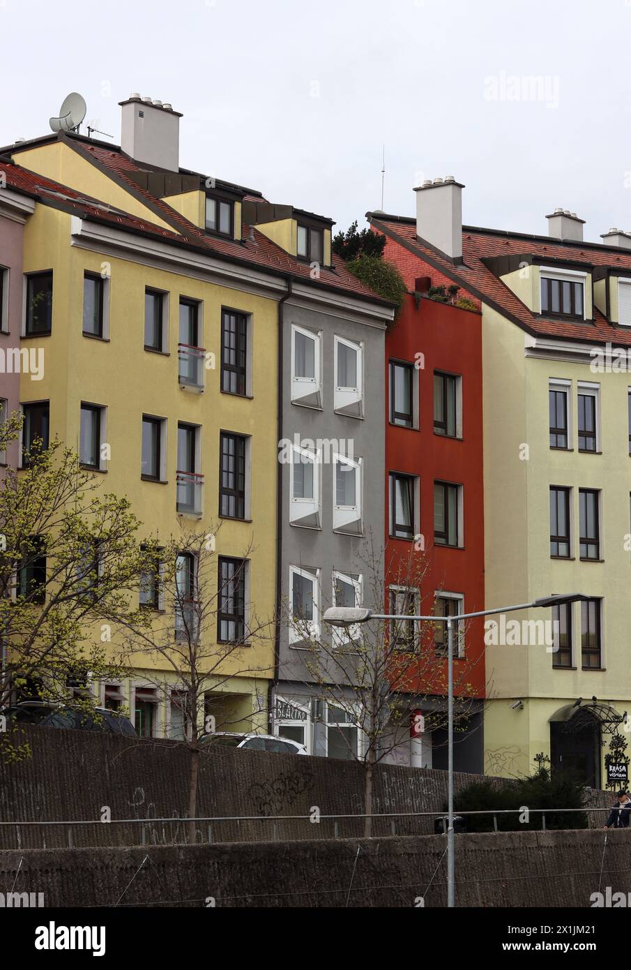 Colorful facades of houses close up photo. Architecture of Europe Stock ...