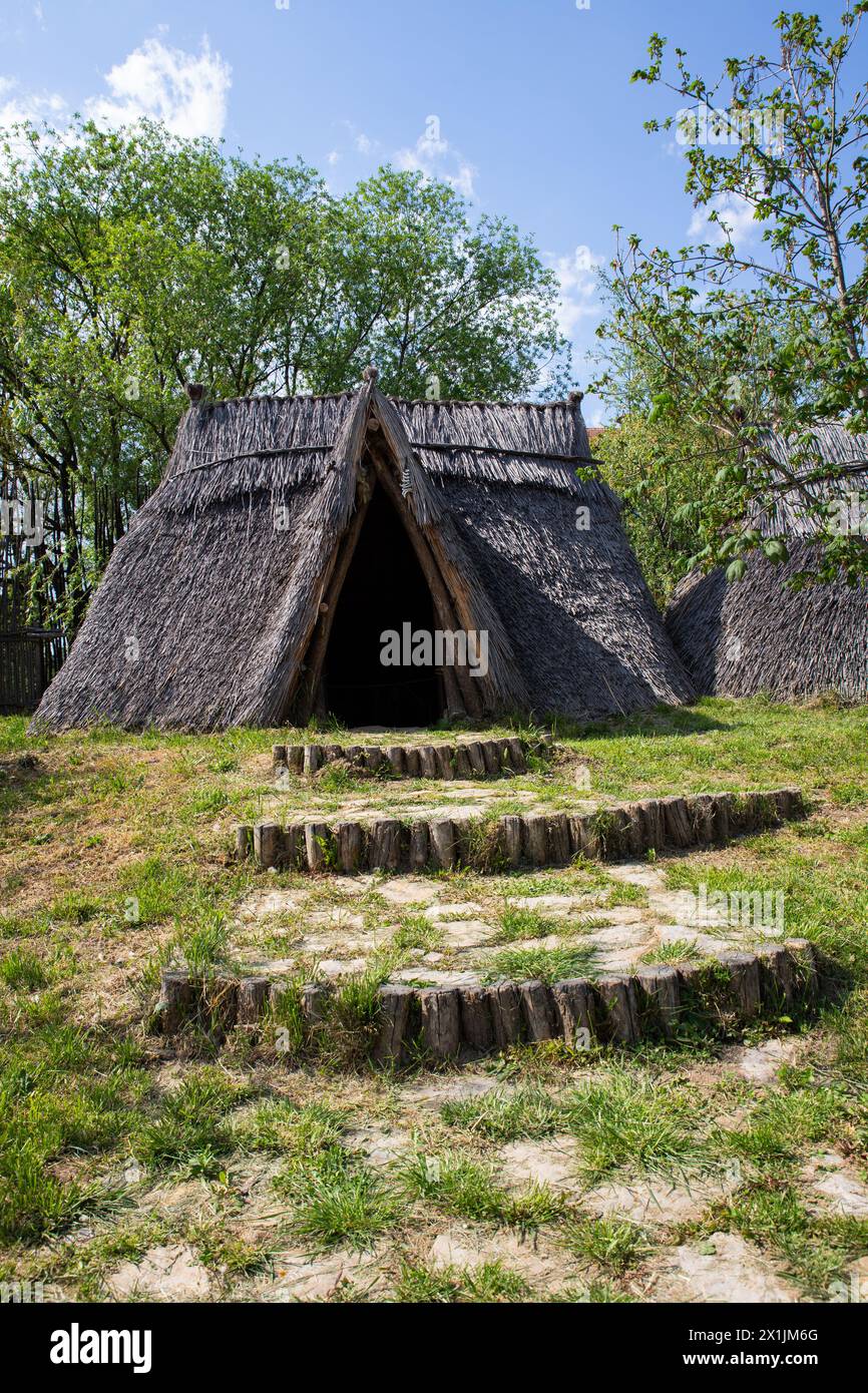 Ancient fisherman's hut of Serbian settlement at the banks of Danube ...