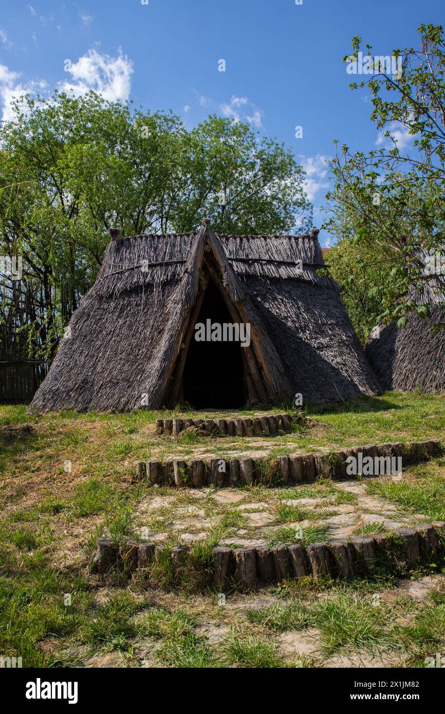 Ancient fisherman's hut of Serbian settlement at the banks of Danube ...