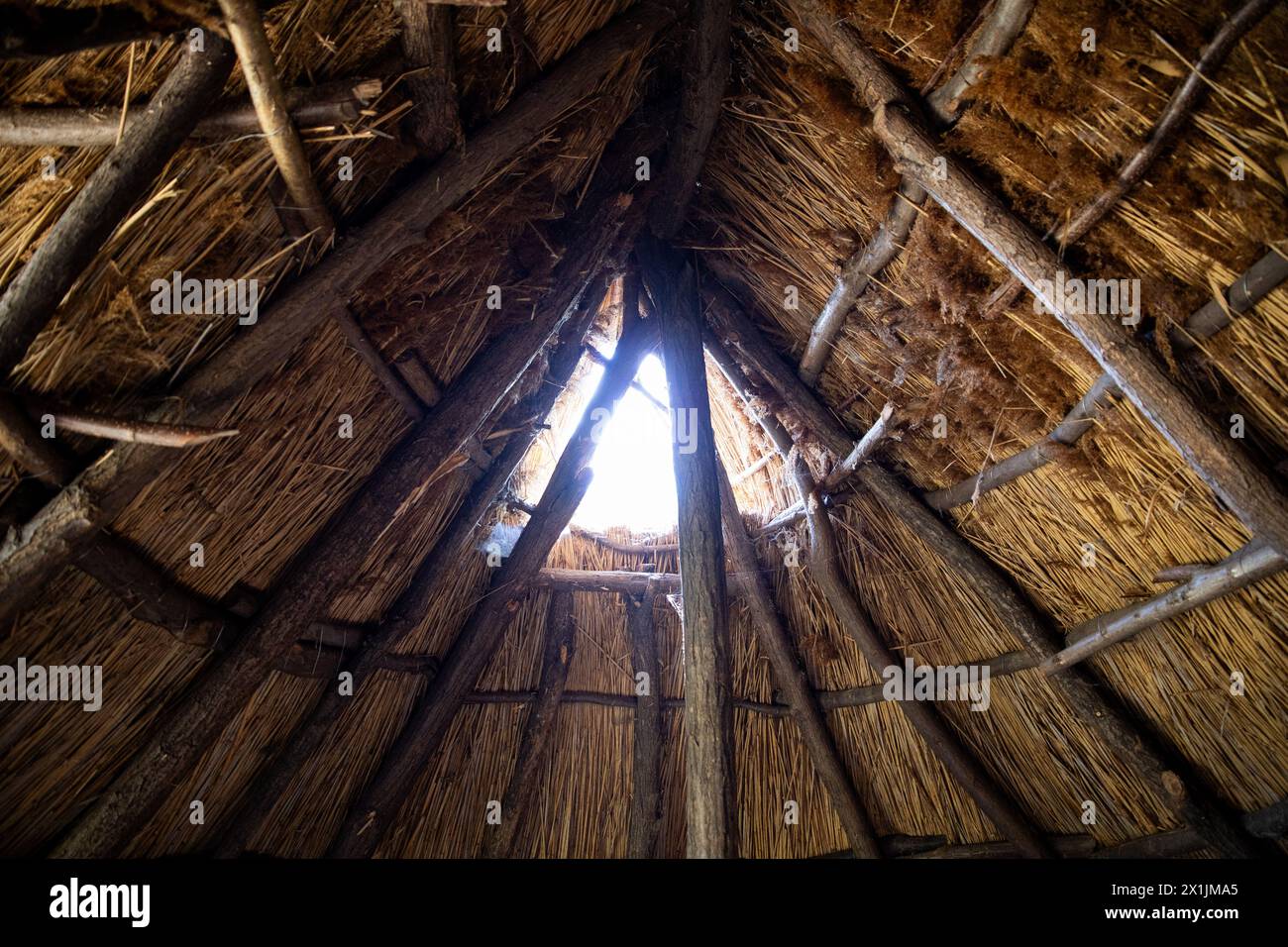 Ancient fisherman's hut interior of Serbian settlement at the banks of ...