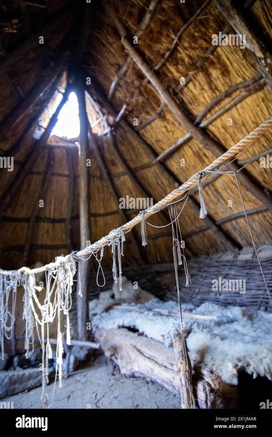 Ancient fisherman's hut interior of Serbian settlement at the banks of ...
