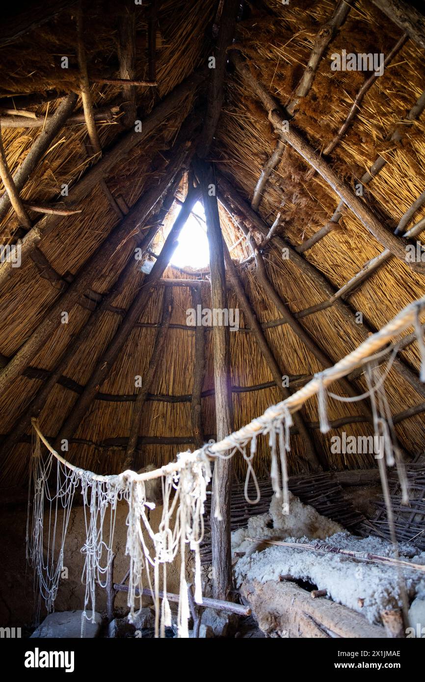 Ancient fisherman's hut interior of Serbian settlement at the banks of ...