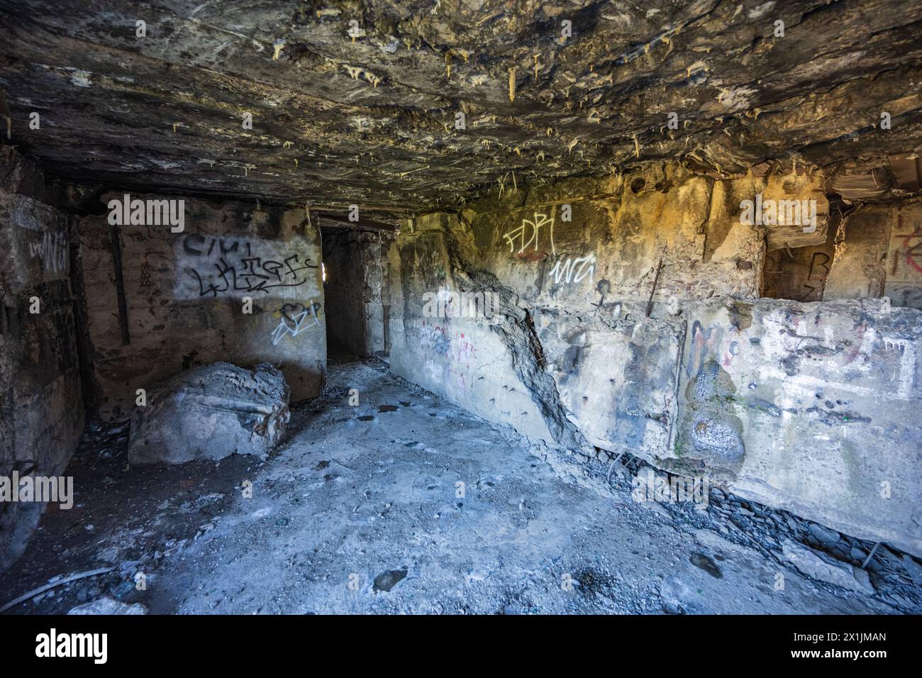 Interior of old bunker from WW2 in Poland. Wyrwidab bunker, Wegierska ...
