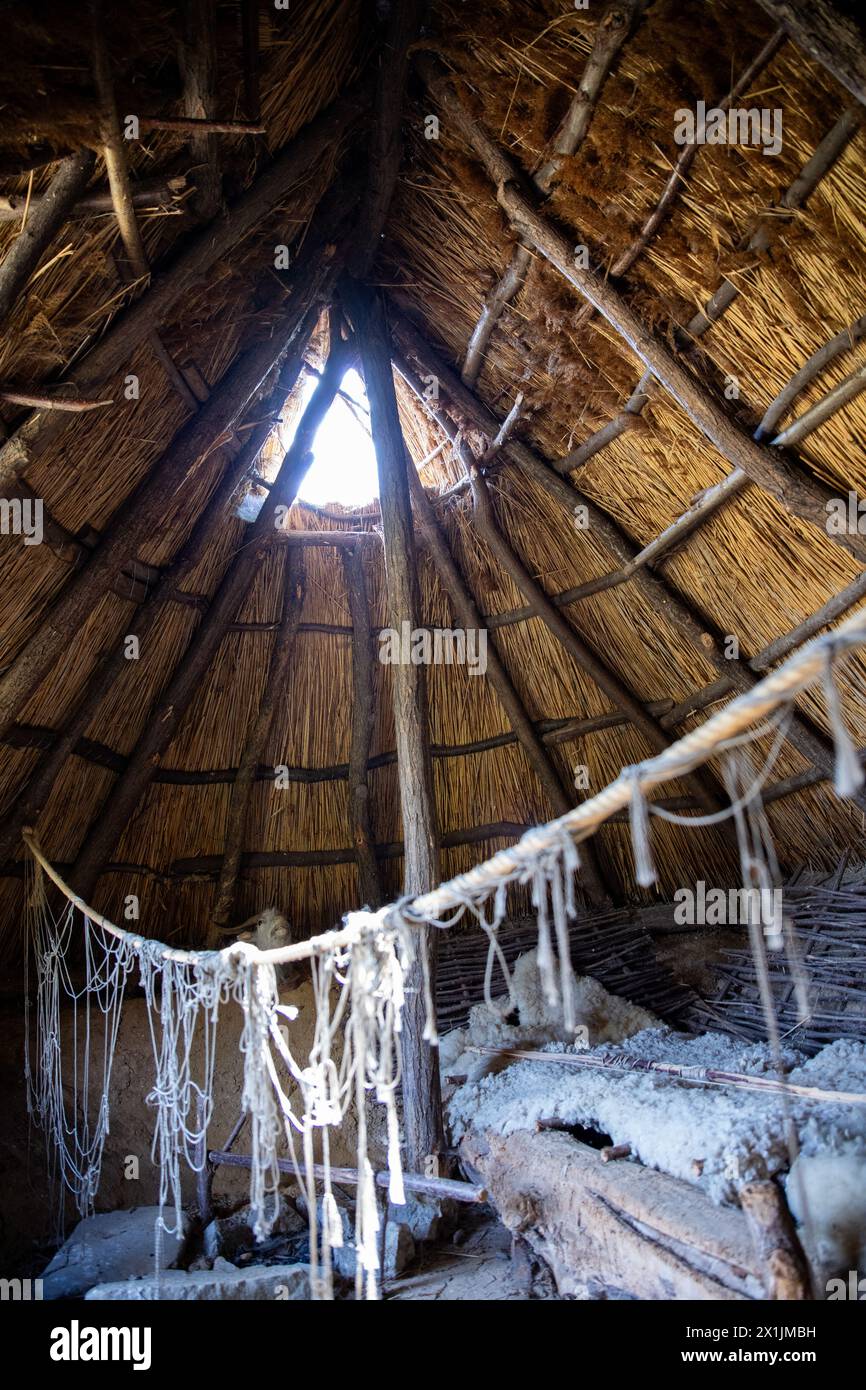 Ancient fisherman's hut interior of Serbian settlement at the banks of ...