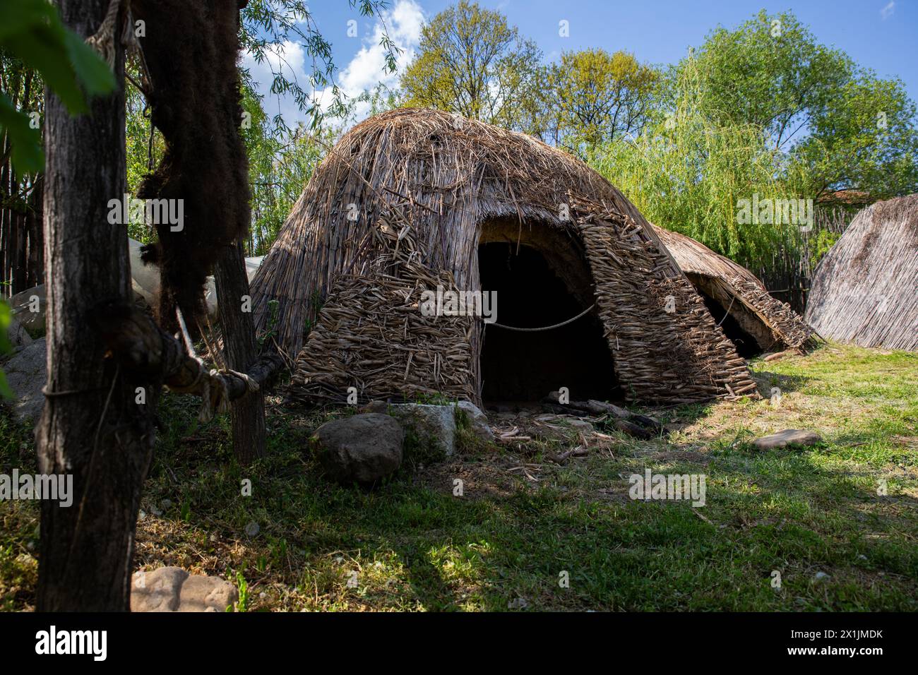 Ancient fisherman's hut of Serbian settlement at the banks of Danube ...